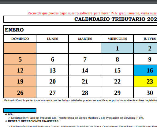 Calendario 2020 De Planillas Previsionales Isss Afp Ipsfa Y Otros