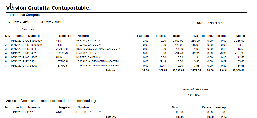 Reportes IVA – Contaportable