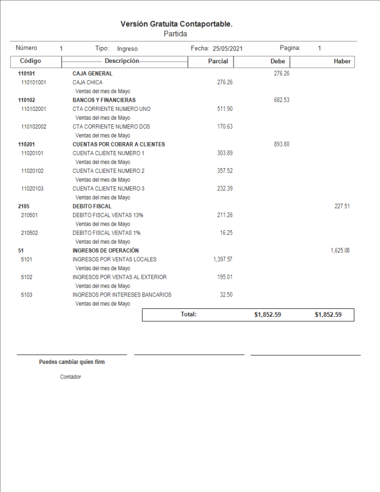 Reportes Contables – Contaportable